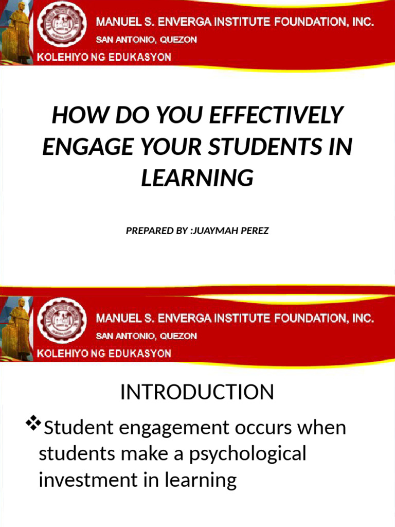 HOW-DO-YOU-EFFECTIVELY-ENGAGE-STUDENTS-REPORT-JMP(1) | PDF | Learning ...
