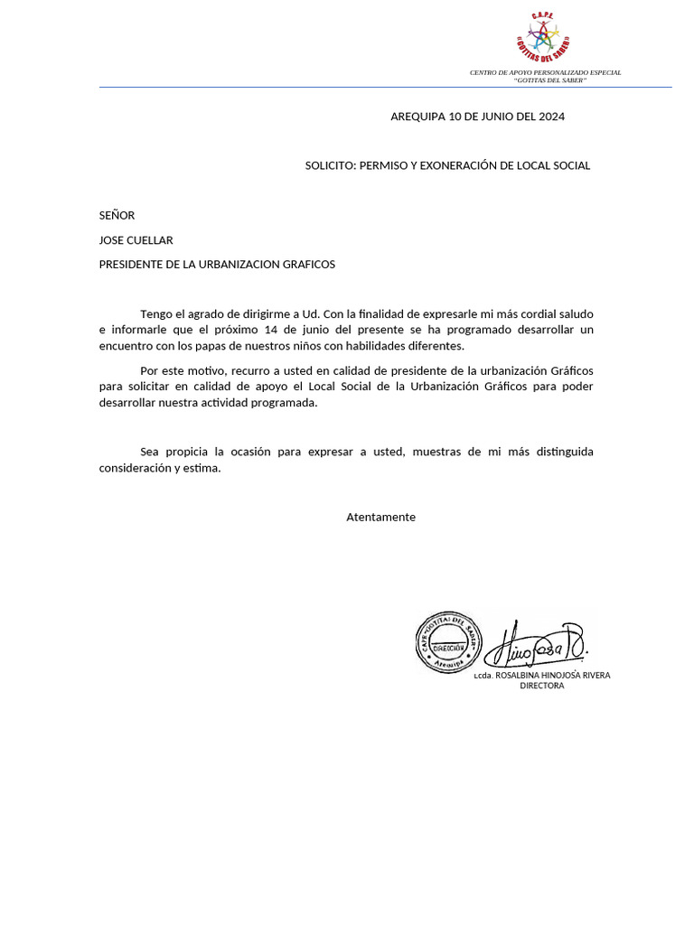 Solicitud de Uso de Local Social para Evento Inclusivo | PDF