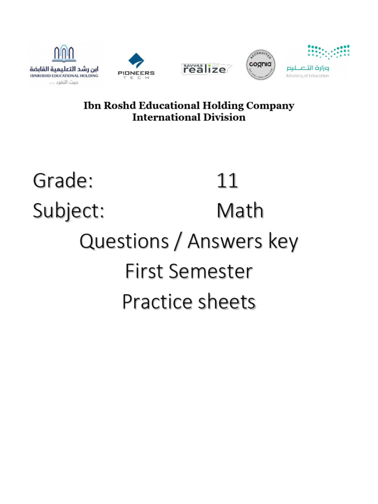 G11 - Math - First Semester Practice Sheet AK | PDF | Mathematical Concepts | Geometry