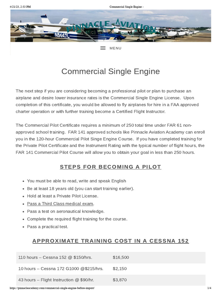 Commercial Single Engine | PDF | Aviation | Professional Titles And ...