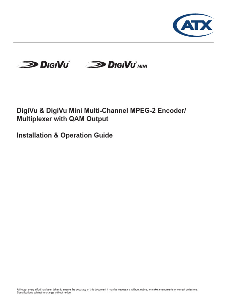 ATX DigiVu QAMOutput InstallOpGuide | PDF | Modulation | Computer Network