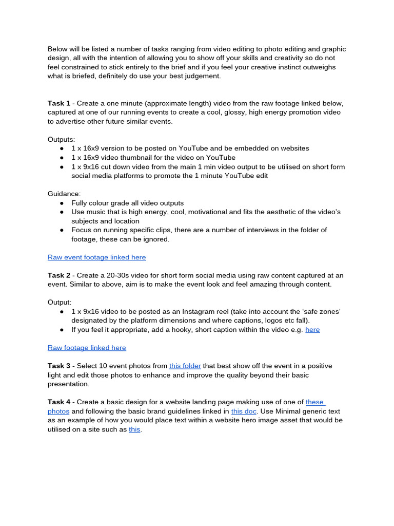 Video & Graphic Test Tasks | PDF
