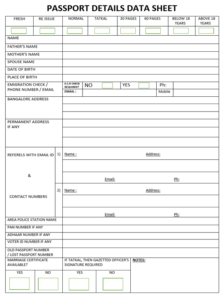 Passport Data Sheet | PDF