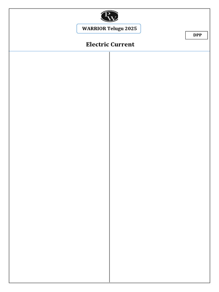 67ac2f75bbac888afa46499e - ## - Electric Current - DPP (Only PDF) - Warrior Telugu 2025 | PDF ...