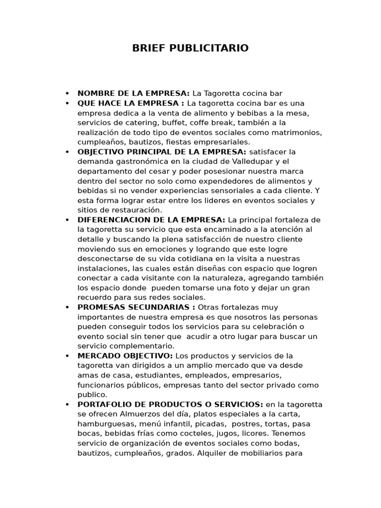 BRIEF PUBLICITARIO | PDF | Business