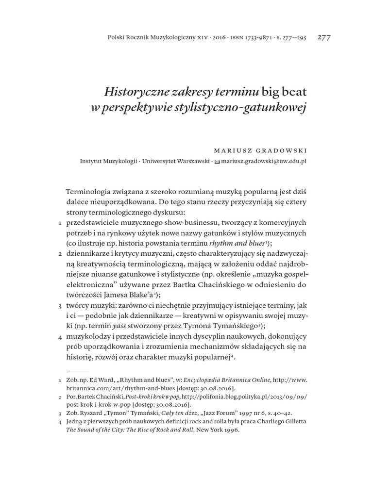 Historyczne Zakresy Terminu Big Beat W P | PDF