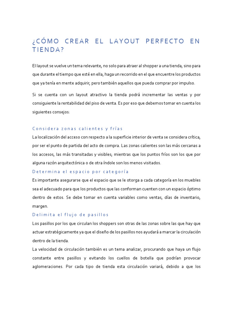Cómo Crear El Layout Perfecto en Tienda | PDF