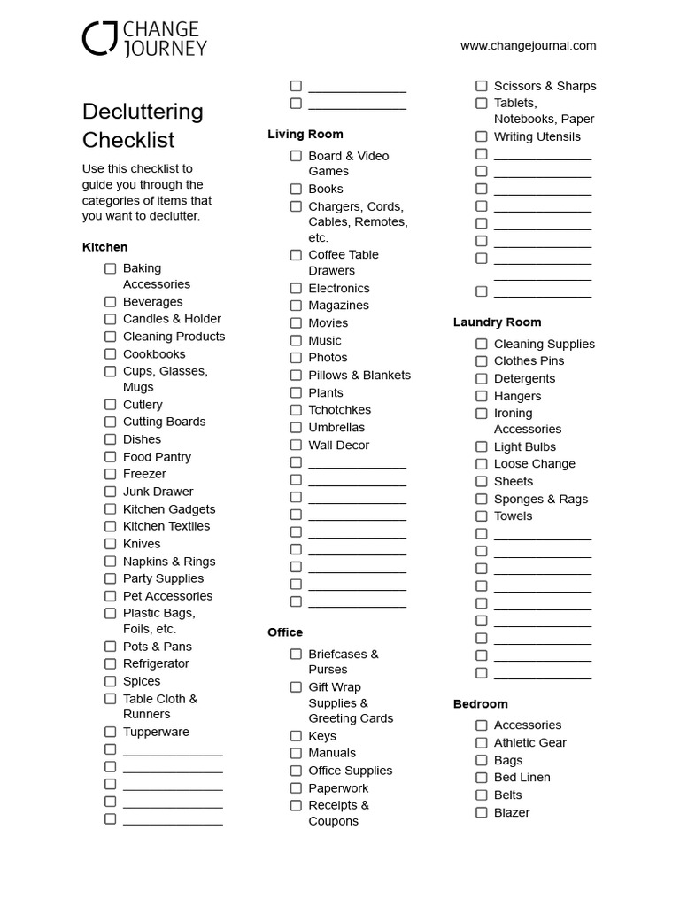 Minimalism - Decluttering Checklist - English | PDF | Kitchen Utensil ...