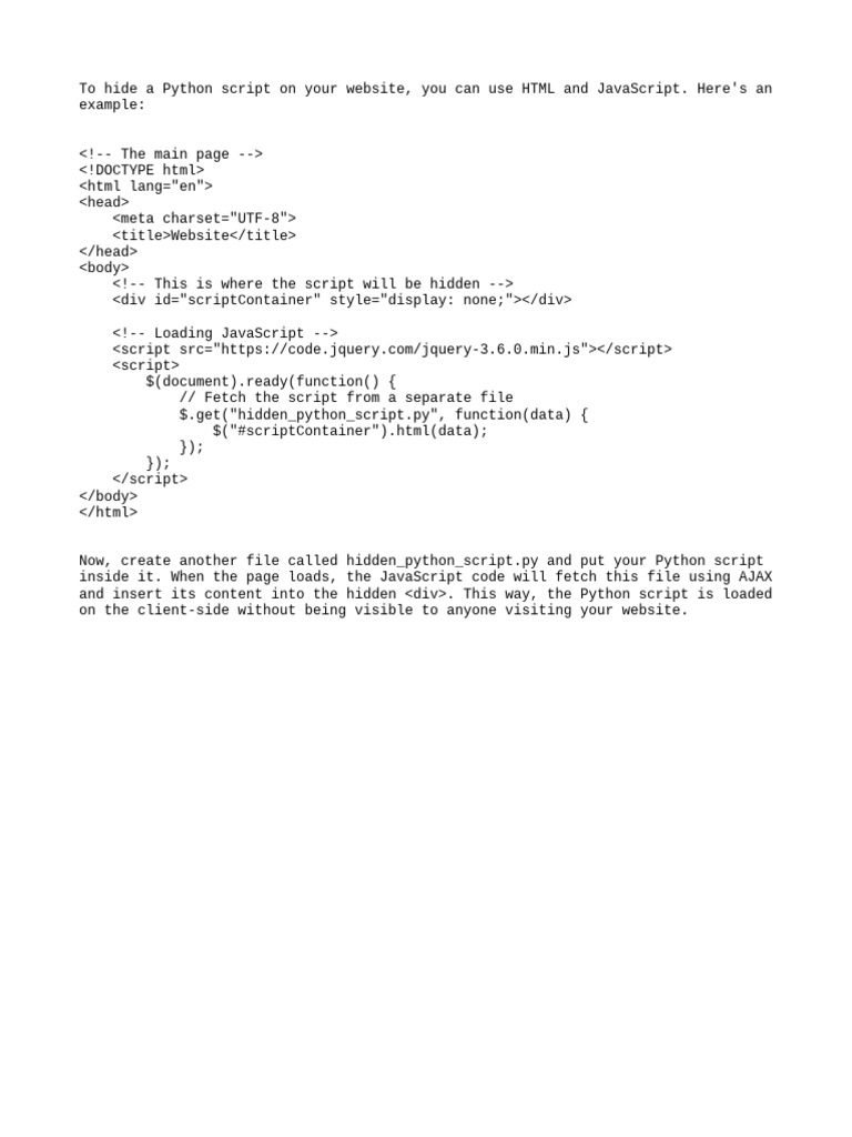 hide js in html | PDF
