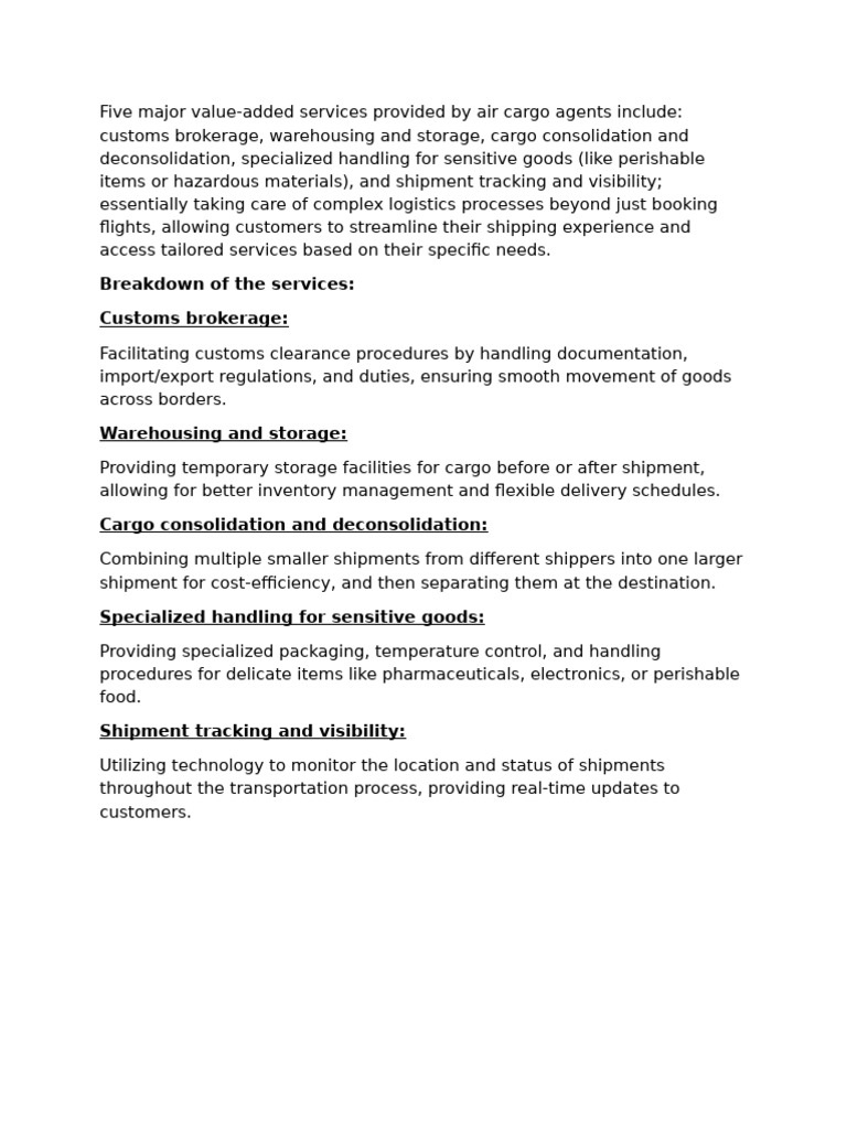 Services Rendered by Air Cargo Agents | PDF