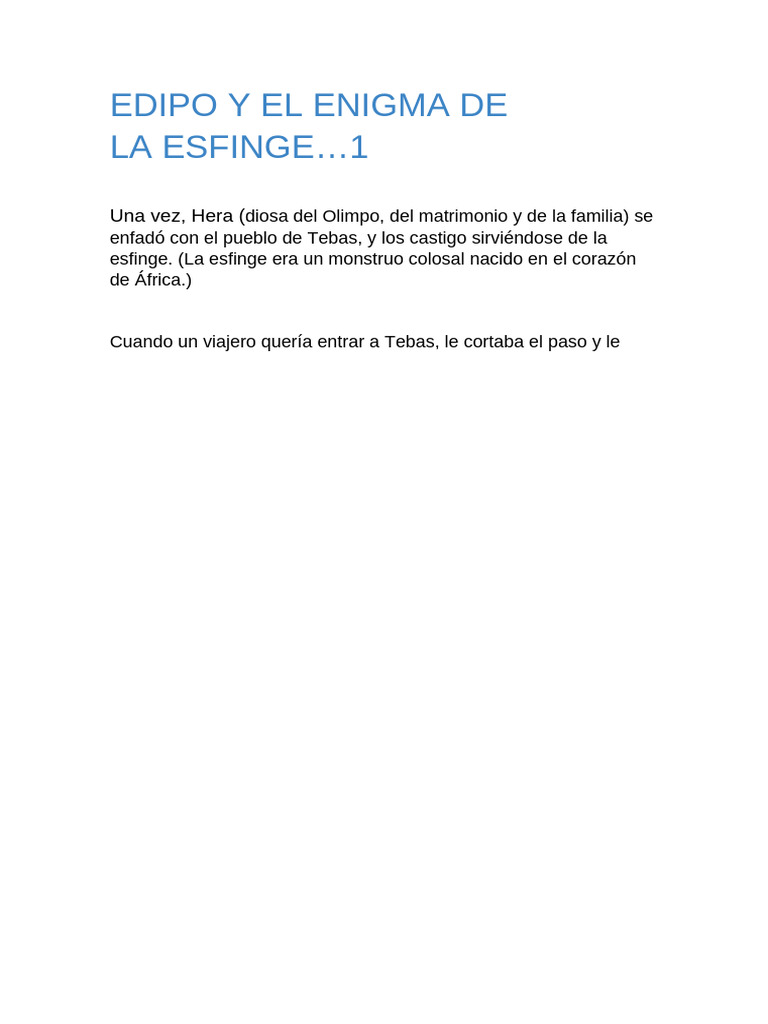 Edipo y El Enigma de La Esfinge... 1 | PDF