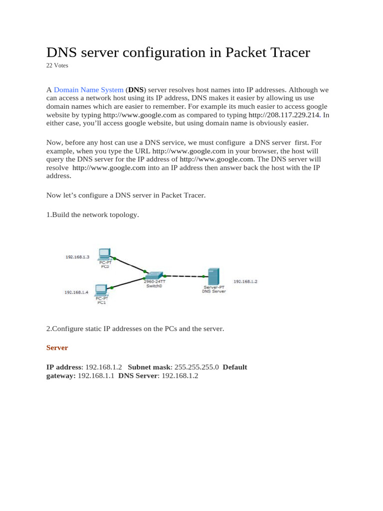 DNS Server Configuration in Packet | PDF