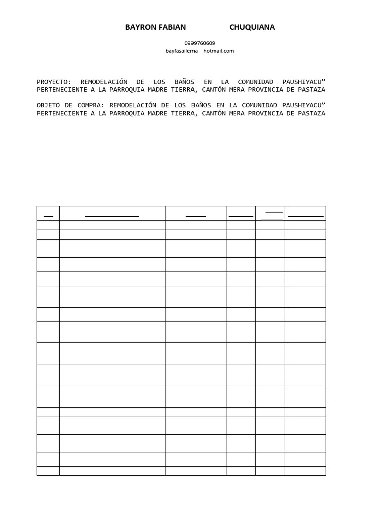 Proforma Bayron Sailema Banos-Signed | PDF | Materiales de construcción | Ingeniería estructural