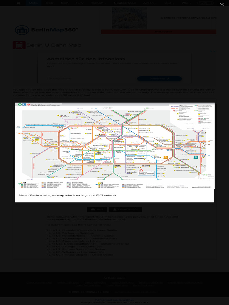 Map of Berlin subway, underground & tube (u bahn) stations & lines ...