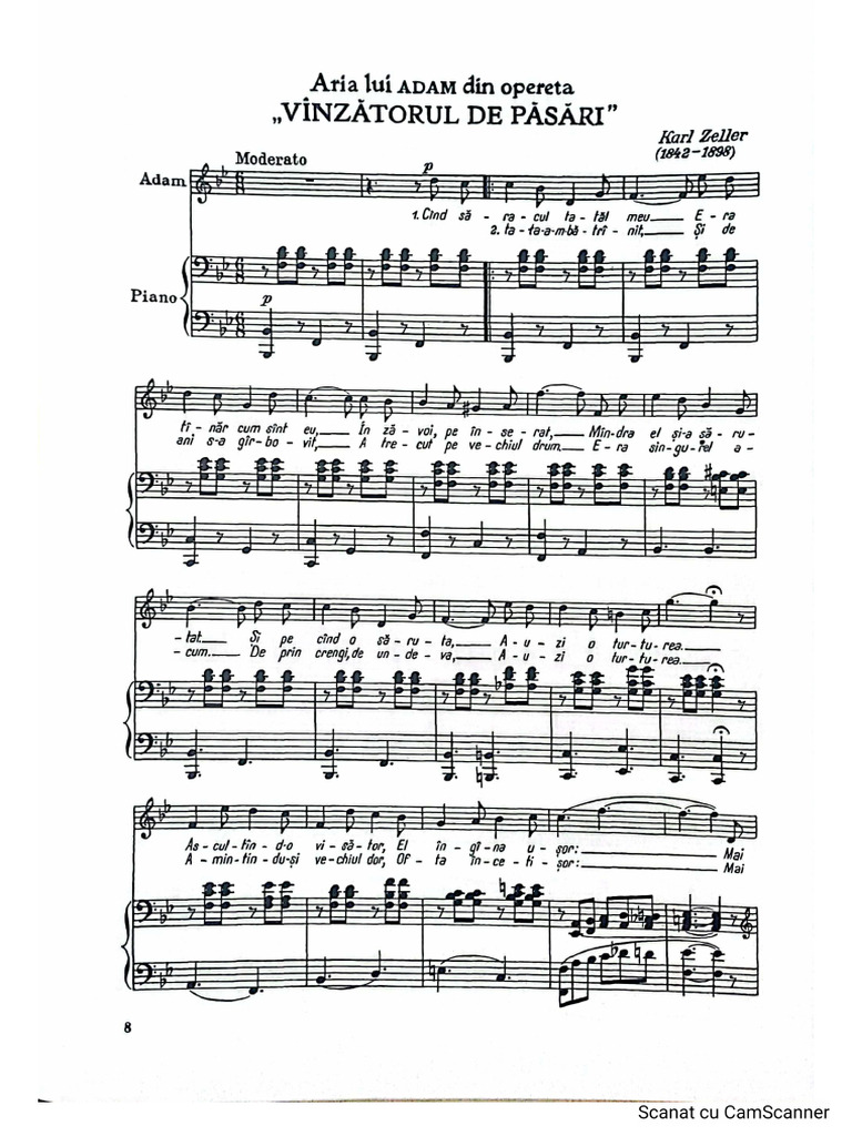 Aria Lui Adam Din Opereta Vânzătorul de Păsări - Karl Zeller | PDF