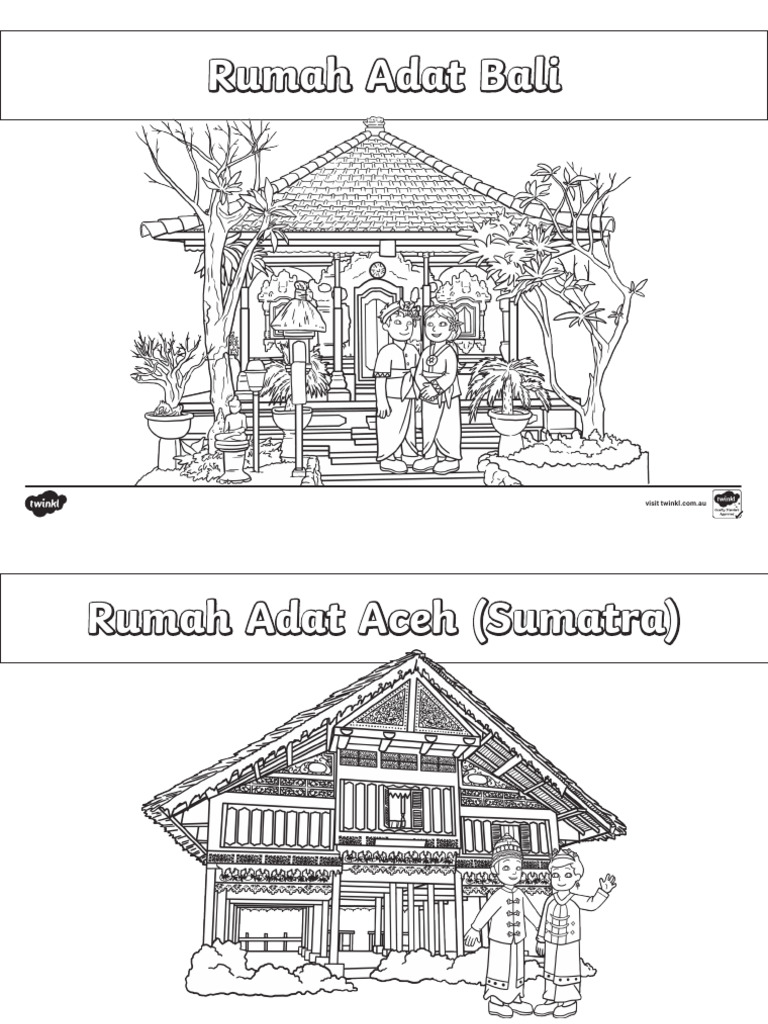 Traditional Houses of Indonesia Colouring Pages | PDF