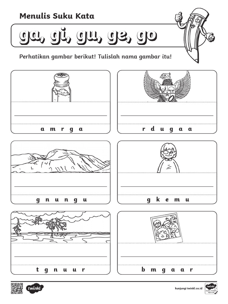Id L 1694616635 Lembar Kerja Suku Kata Ga Gi Gu Ge Go - Ver - 1 | PDF