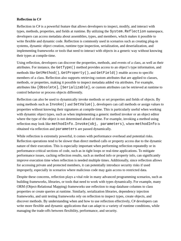New Reflect Csharp Pdf Method Computer Programming Class Computer Programming