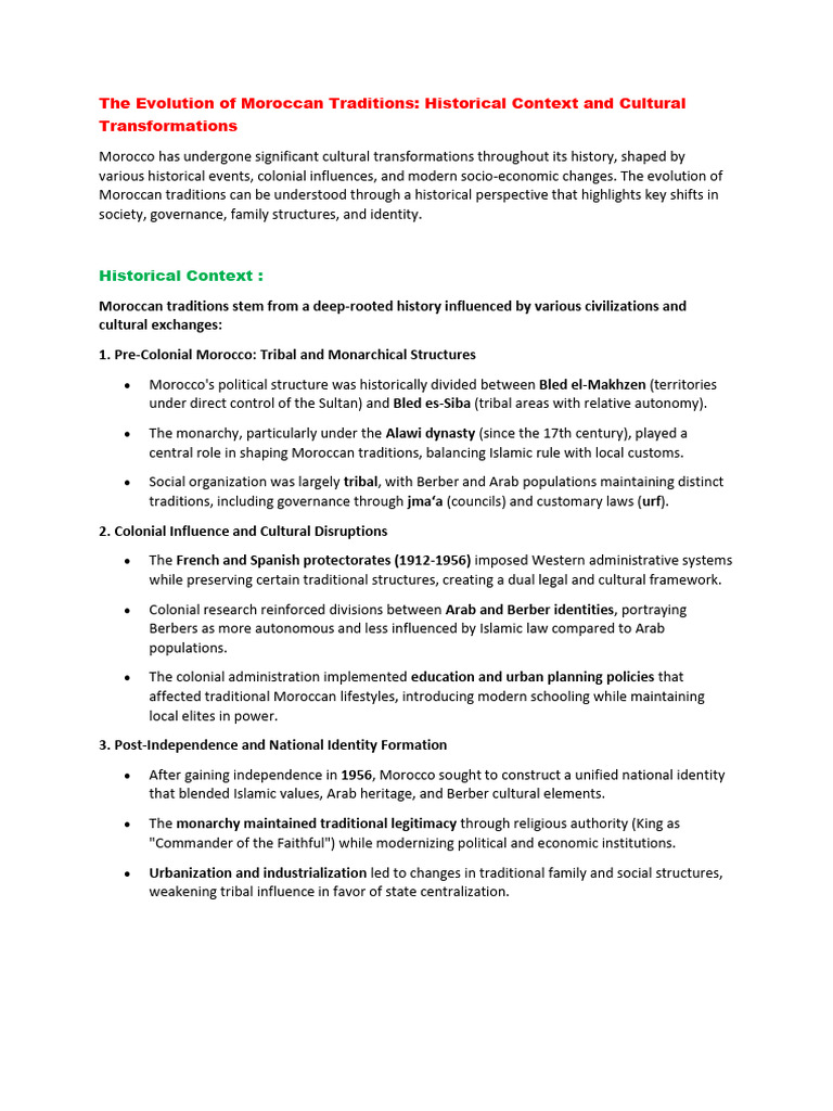 The Evolution of Moroccan Traditions | PDF | Morocco | Berbers