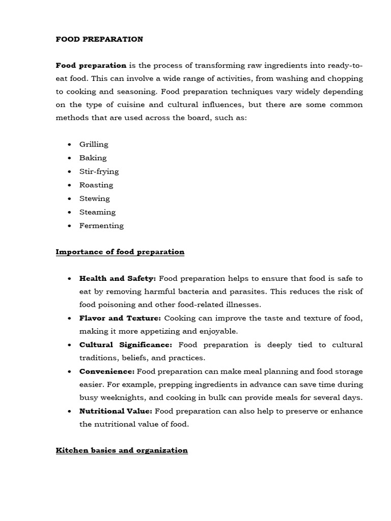 Essential Food Preparation Techniques | PDF | Tableware | Grilling