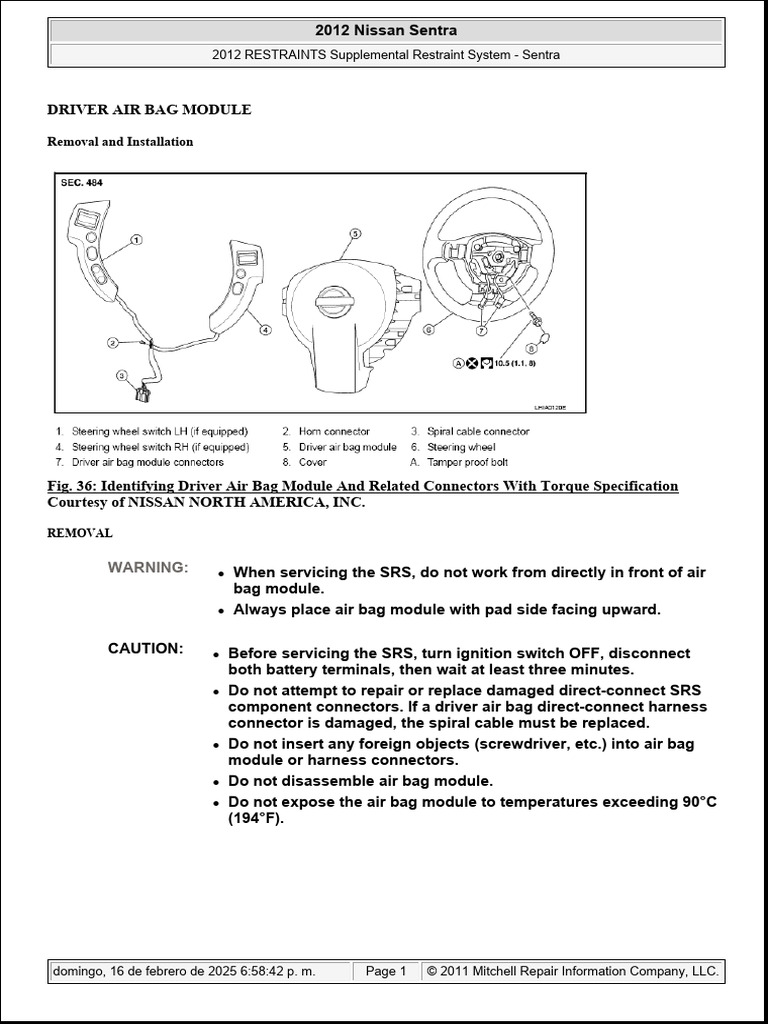 DRIVER AIRBAG MODULE - NISSAN SENTRA | PDF | Airbag | Electrical Connector