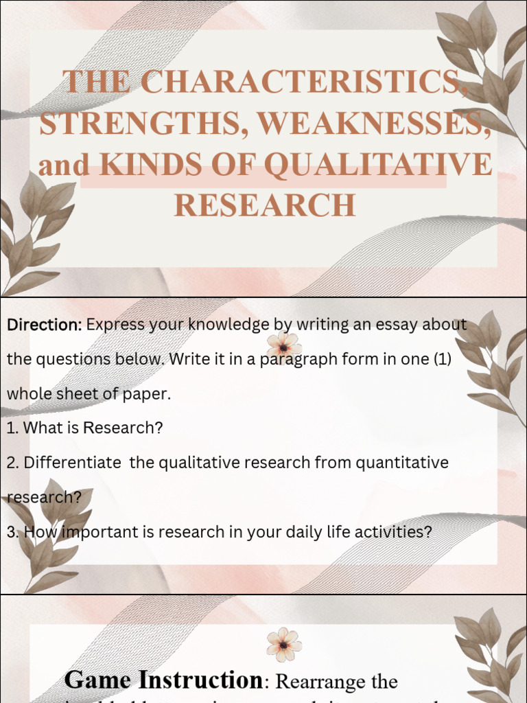 The Characteristics of Qualitative Strengths Weaknesses and Types | PDF | Qualitative Research ...
