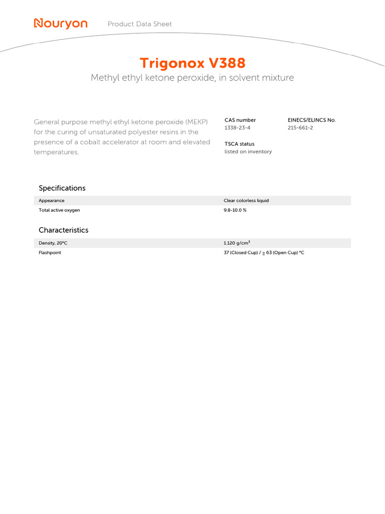 Trigonox V388 Product Overview | PDF | Chemical Compounds | Chemical ...