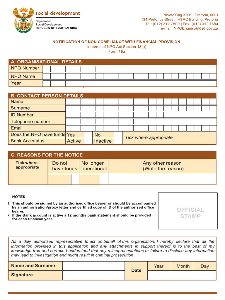 NPO Compliance Notification Form | PDF