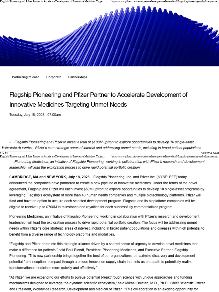 Flagship Pioneering and Pfizer Partner To Accelerate Development of ...