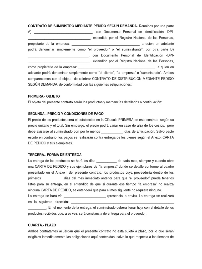 Contrato de Suministro a Demanda | PDF | Precios | Economias