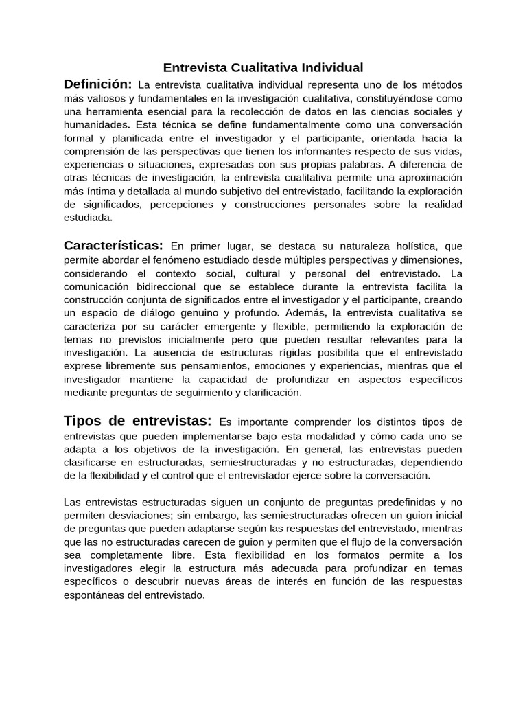 Guía de Entrevista Cualitativa Individual | PDF