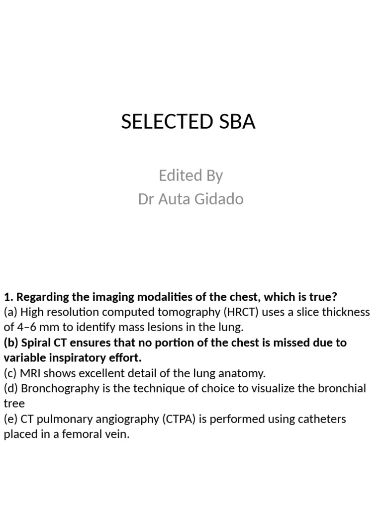 Selected Sba | PDF | Atrium (Heart) | Vertebral Column