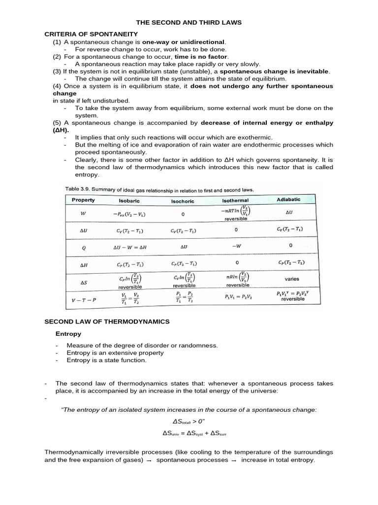 Physical Chemistry Tos C Notes | PDF | Entropy | Heat