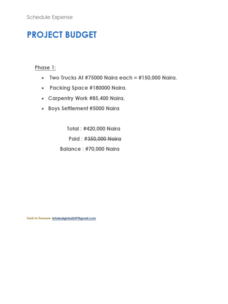 Project Budget Breakdown for Phase 1 | PDF