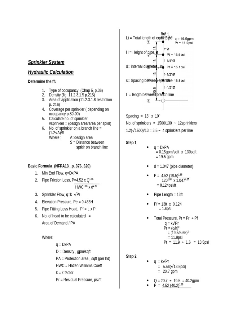Fire Sprinkler Hydraulic Calculations Guide | PDF | Fire Sprinkler ...