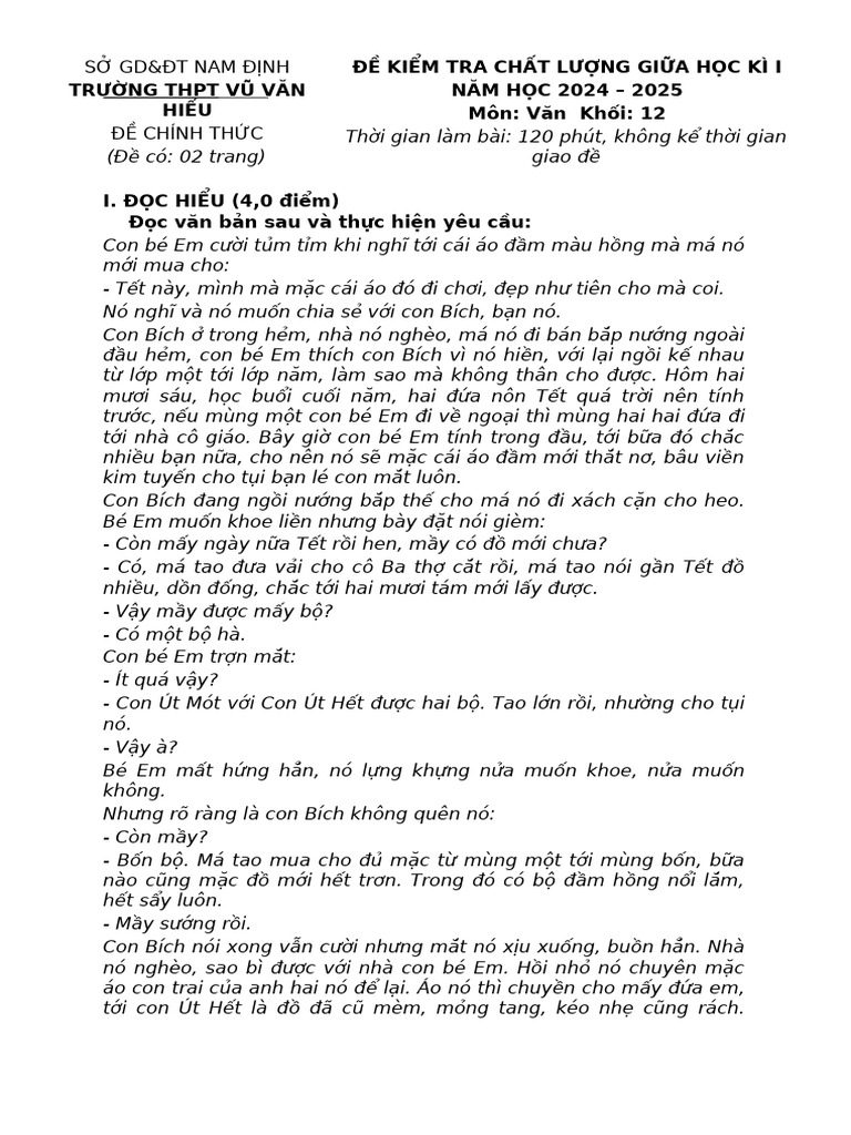 ĐỀ THI 8 TUẦN 2024-2025- K12 | PDF