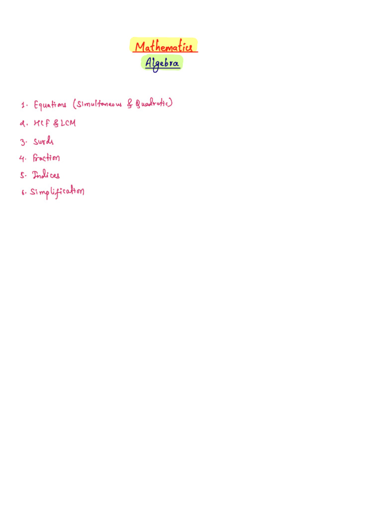 Algebra Note Bridge Course | PDF | Numbers | Arithmetic