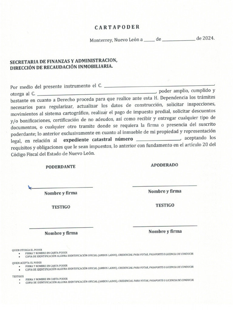 Carta Poder Catastro | PDF