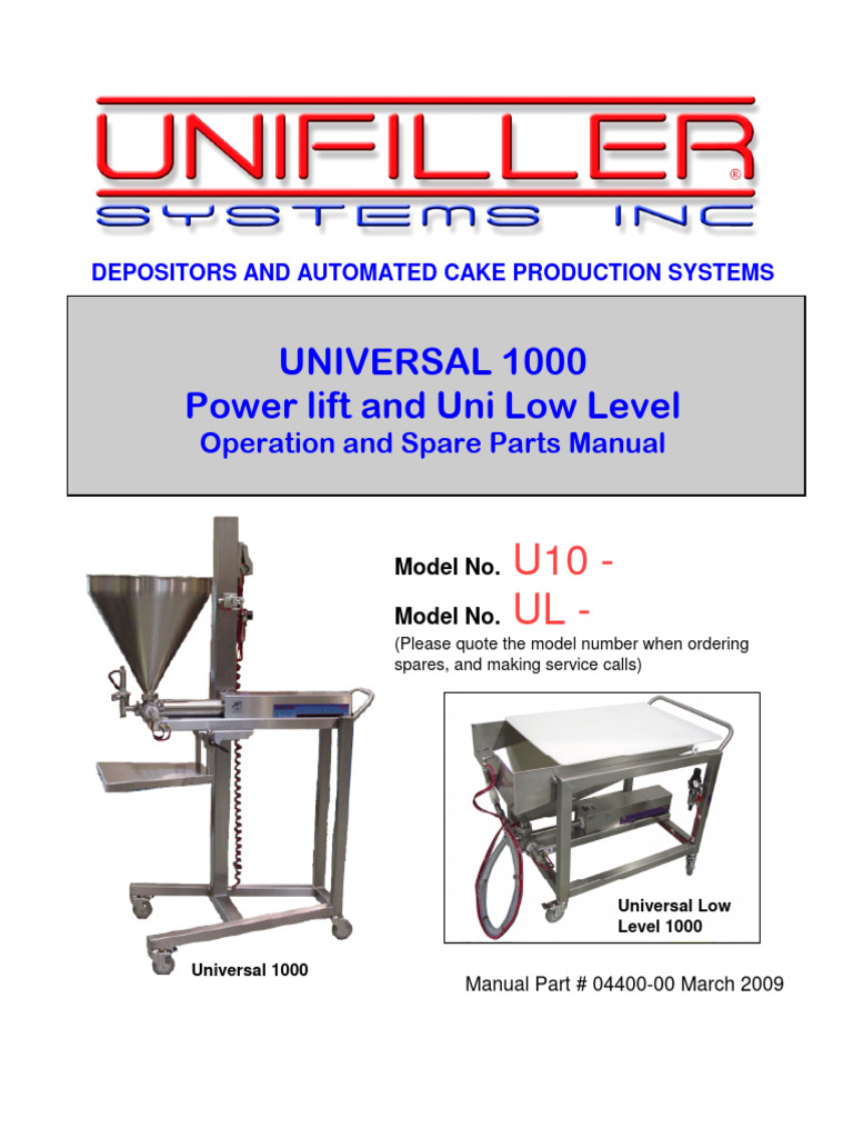 Unifiller Universal 1000 Manual | PDF | Valve | Piston