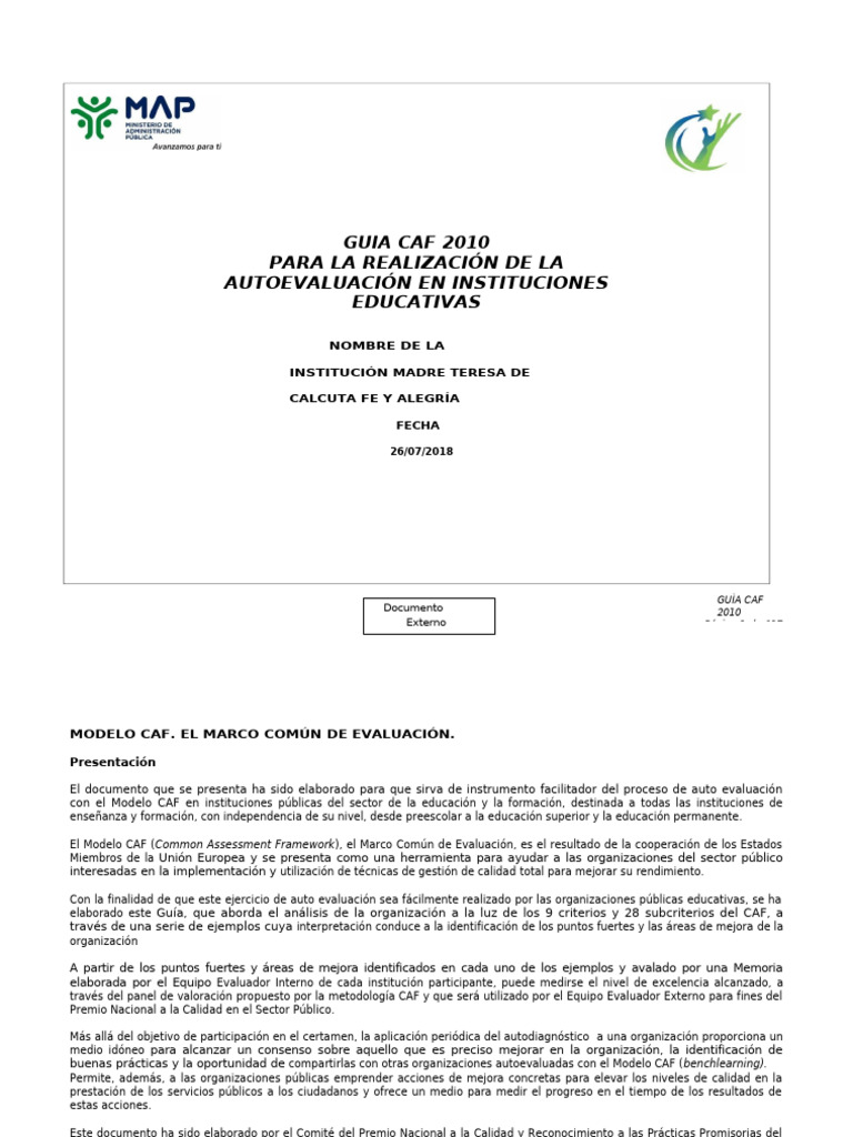 GUIA CAF Ejemplo | PDF | Evaluación