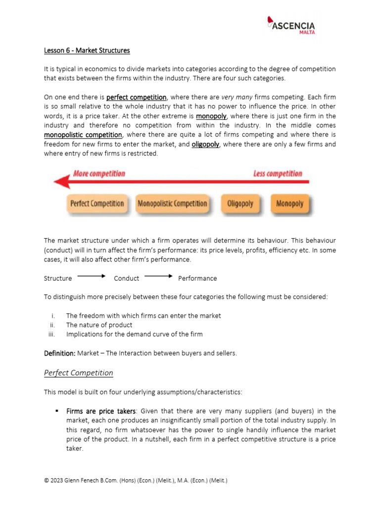 Lesson 6 - Market Structures | PDF | Monopoly | Oligopoly