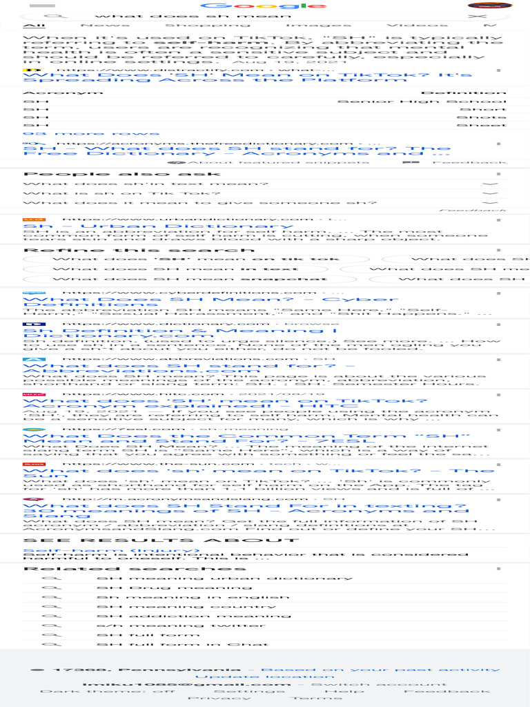 Understanding 'SH' on TikTok | PDF | Self Harm | Acronym