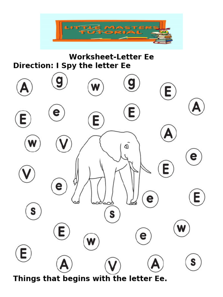 Letter Ee Worksheet for Kids | PDF