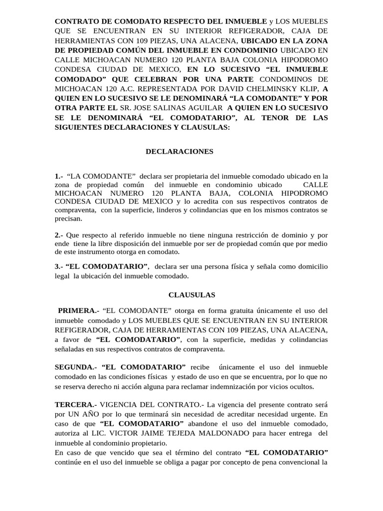Contrato de Comodato | PDF