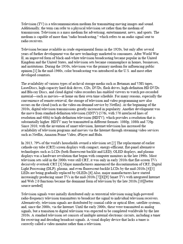Television1 | PDF | Television | Information And Communications Technology
