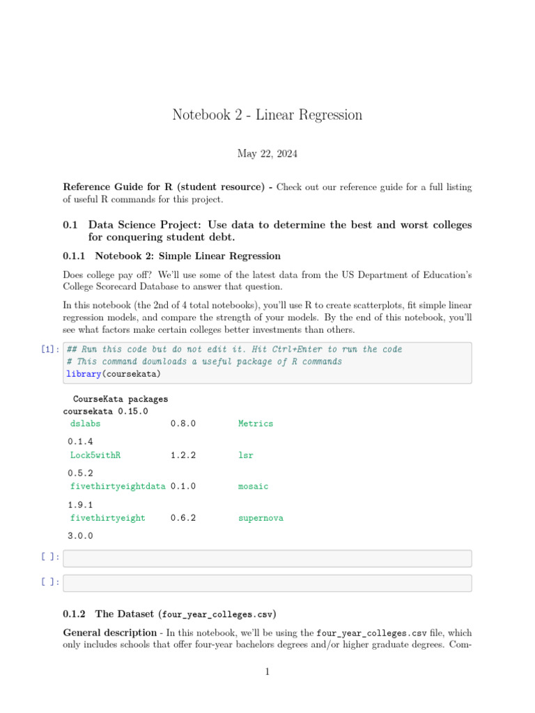 Notebook 2 - Linear Regression | PDF | Dependent And Independent Variables | Linear Regression