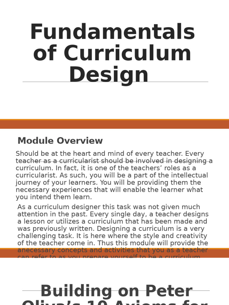 Curriculum Design Fundamentals for Teachers | PDF | Educational ...