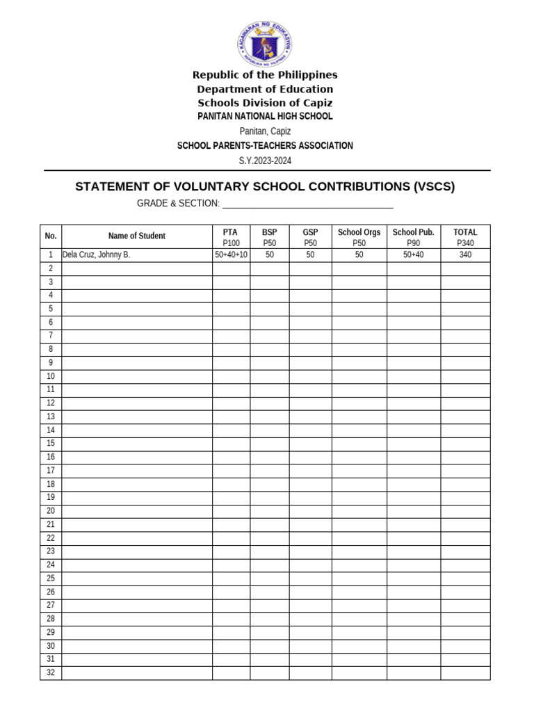 Statement of Contributions | PDF