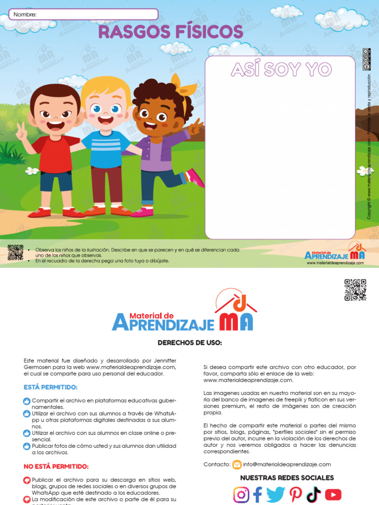 Rasgos Físicos 4 Años COLOR | PDF