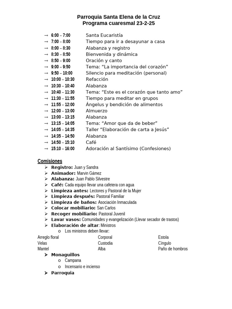 Programa Retiro Cuaresmal 23-2-25 | PDF